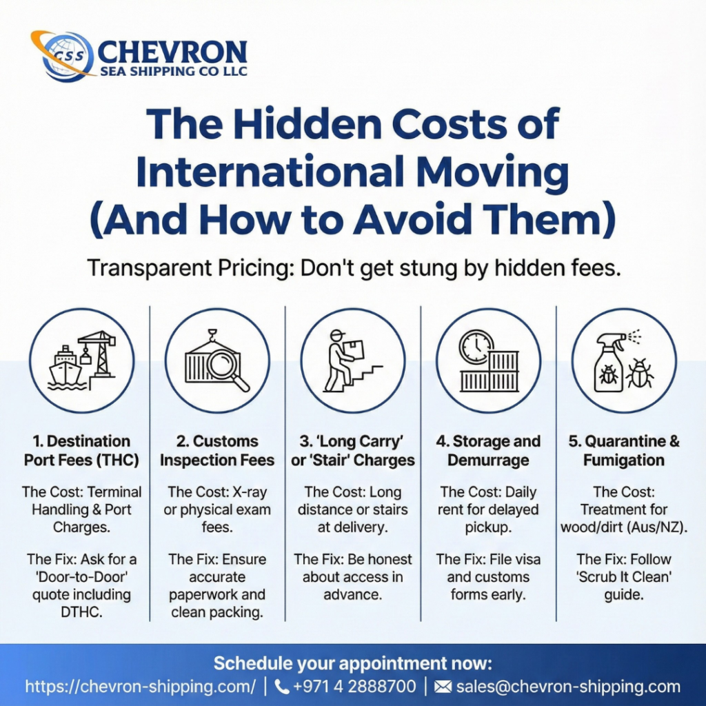 5 Hidden Fees in International Moving Quotes | Chevron Sea Shipping